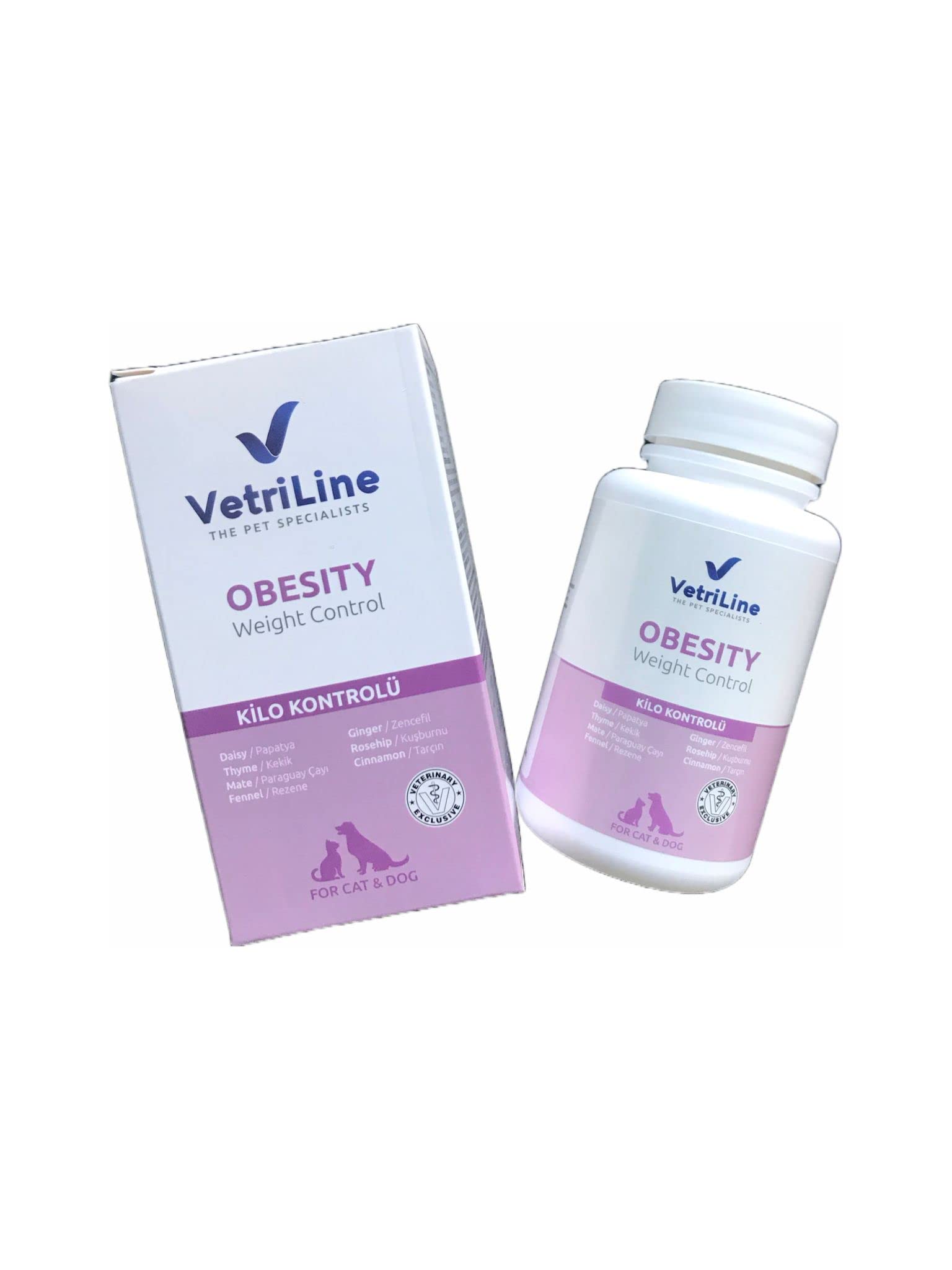 vetriline Obesity Tablet, for Cats and Dogs Weight Control Support Supplies, 60 Pcs in 1 Box, Cat Weight Control,Dog Obesity