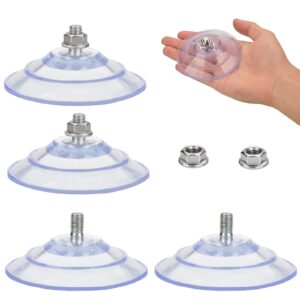 accencyc upgraded large suction cup with screws 3.4"/85mm plastic suction pads 4 pack clear pvc sucker pads with m8 screw nut extra strong adhesive glass suction holder