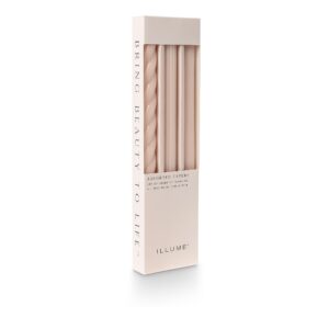 illume beautifully done unscented assorted candle tapers 3-pack, blush pink