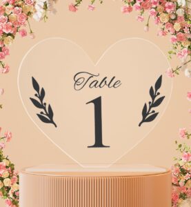 25 pcs wedding table numbers, table numbers for wedding reception heart shaped, table numbers wedding acrylic, wedding table number with stands.