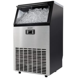 euhomy commercial ice maker machine - 99lbs daily production, 33lbs ice storage, stainless steel freestanding & under counter ice maker, ideal ice maker for home/bar/restaurant/outdoor activities