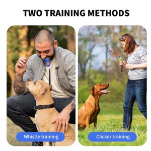 Dog Training Clicker with Whistle and Wrist Strap - Positive Behavior Reinforcer for Pets - All Ages, Puppy and Adult Dogs - Use to Reward and Train - Dog Whistle Included (Blue)