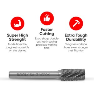 Premium-Grade Die Grinder Bits Carbide Burr Set 1/4 Shank 8-PC Double-Cut Rotary Metal Grinding Bits for Dewalt Milwaukee & Die Grinders Accessories/Bonus Kit: 4-PC 3" Cut-Off Wheels + 2-PC Mandrels