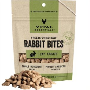 vital essentials freeze dried raw cat treats, rabbit bites, 0.9 oz