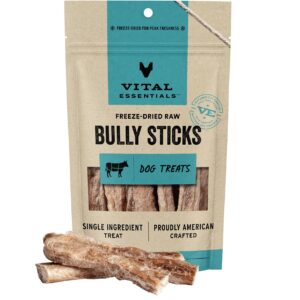 vital essentials freeze dried raw single ingredient dog treats, bully sticks, 1.4 oz