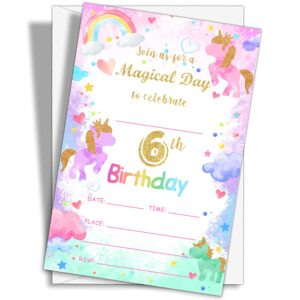 yqv 6th birthday party invitations, 20-count magical day birthday party invites with envelopes-hbyqk-b11