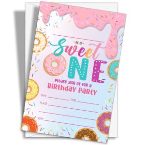 yqv donut sweet one birthday party invitations, 20-count donut first birthday party invites with envelopes-hbyqk-b46