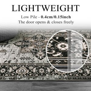 Lahome Boho Rugs for Living Room - 5x7 Area Rugs Machine Washable Throw Black Bedroom Rugs Ultra-Thin Non-Slip Large Dining Room Rug Oriental Indoor Floor Carpet for Kitchen Entraway Office Bathroom