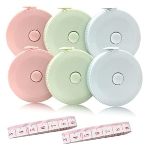 6 packs retractable tape measure + 2pcs soft boby measuring tape for body measurements(60-inch), premium sewing tape double scale vinyl ruler for weight loss medical tailor fabric cloth knitting craft