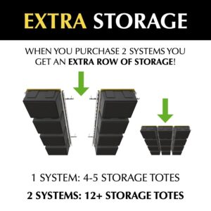 E-Z Garage Storage Tote Slide Overhead Garage Storage Rack - Ceiling Tote Slide Holds Up to 5 Tote Bins, Garage Ceiling Storage Racks with Adjustable Rails - 150-Pound Distributed Weight Capacity