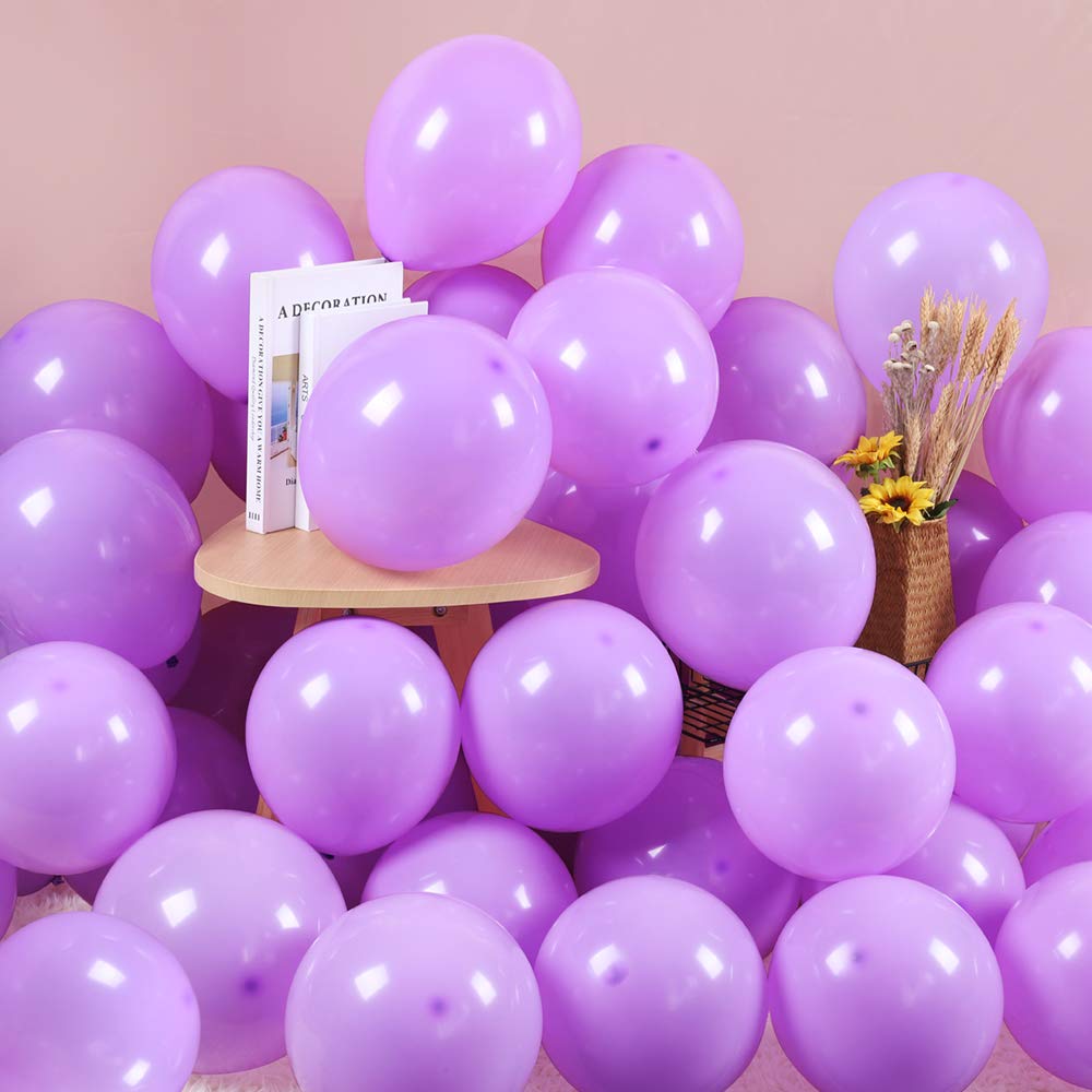 BEISHIDA 50Pcs Light Pueple Party Balloons 10 Inch Lavender Balloon Matte Latex Ballon White Round Balloons for Party Birthday Wedding Graduation Anniversary Baby Shower