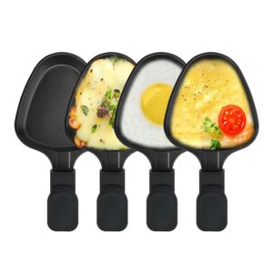 kosmosta non-stick coated mini grill cheese pan melting accessories for raclettes replacement trays raclette dishes mini raclette pans, triangle shape(4pcs)