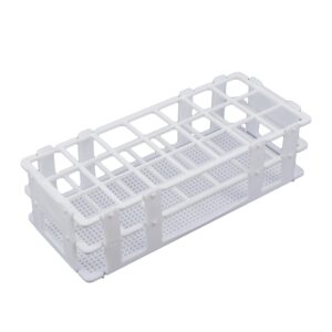 antrader plastic test tube rack for 30mm tubes,21 holes lab test tube rack holder,detachable,white