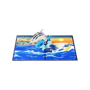 fzlmyangndqz pop up greeting card 3d foldable birthday card handmade dolphin shape celebration card for birthday gift and greeting card decoration