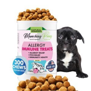 munchies paws dog treats omega 3 made in usa immune supplement 300 count (bacon)