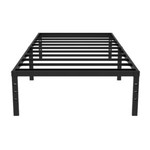 caplisave twin bed frames 18 inch high metal platform, max 2000lbs heavy duty metal slat support twin size bed frame, underbed storage, easy assembly, no box spring needed, black