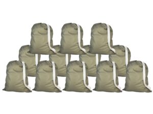 pack of 12 laundry bags with strap, standard size: 30 x 40, heavy duty nylon commercial laundromats and household storage, machine washable, made in the usa. (grey)