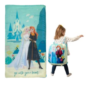 frozen 2 kids soft lightweight 2 piece sleeping/slumber bag and sling bag set, 46"(l) x 26"(w), (official licensed disney product) by franco