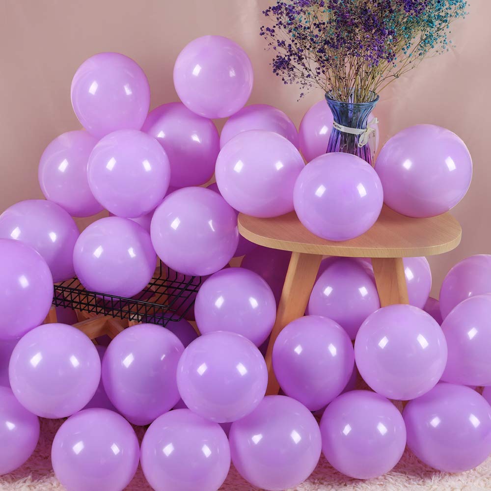 BEISHIDA 50Pcs Light Pueple Party Balloons 10 Inch Lavender Balloon Matte Latex Ballon White Round Balloons for Party Birthday Wedding Graduation Anniversary Baby Shower