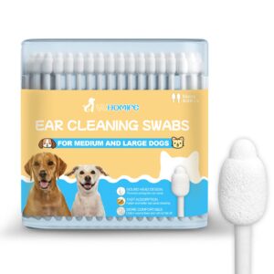 dog ear cleaner dog ear infection treatment gourd-shaped swabs prevent accidental injury to the ear canal for safer cleaning of your pet's ears. specifically designed for dogs and cats, l 56 pcs