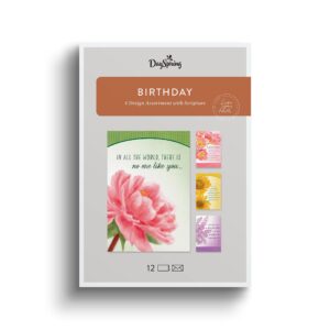 dayspring - there is no one like you - 4 floral birthday card assortment with scripture - 12 birthday boxed cards & envelopes (u1199)