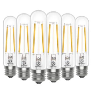 energetic e12 led bulb 5 watt (60 watt equivalent) candelabra dimmable chandelier light bulbs soft white 2700k t6 vintage filament edison candle bulb, 6 pack