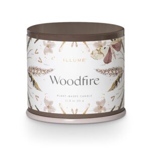 illume vanity tin candle, woodfire