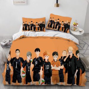 nichiyobi haikyu volleyball teenager anime duvet cove bedding set 3d print bedding comforter cover duvet cover pillowcases 3 pcs (06,twin-68x86in+20x30in*2)