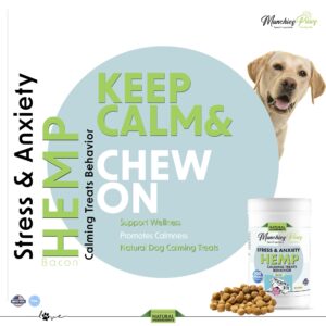 Munchies Paws Dog Treats Stress Relief Made in USA Stress and Anxiety Organic Hemp 300 Count (Bacon)