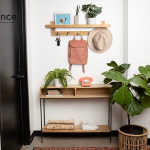 DECOMIL - Coat Rack with Shelf, Bamboo Coat Rack, Coat Rack Wall Mount, Coat Hanger with Shelf