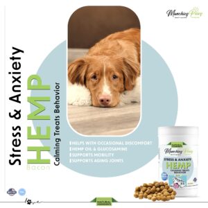 Munchies Paws Dog Treats Stress Relief Made in USA Stress and Anxiety Organic Hemp 300 Count (Bacon)