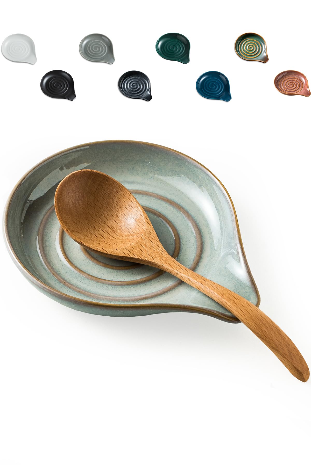 LAUCHUH Spoon Rest, 5" Large Spoon Holder for Stove Top Ceramic Spoon Rest Spatula Rest for Kitchen Utensils, Ladle, Coffee Spoons, Cooking spoons, Spatula, Tongs, Thanksgiving Day, Unique Gray