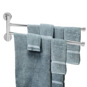 cyrank swivel towel rack, kitchen swivel towel bar 2/3 arm wall mounted hand towel rack swing out rotating towel holder for bathroom(2 arms)