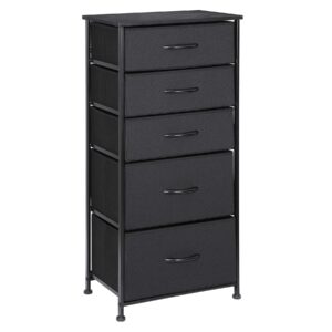 zeny vertical dresser storage tower with 5 drawers - sturdy metal frame, wood top, easy pull fabric bins - organizer unit for bedroom, hallway, entryway, closet & nursery