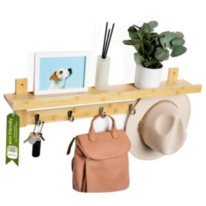 decomil - coat rack with shelf, bamboo coat rack, coat rack wall mount, coat hanger with shelf