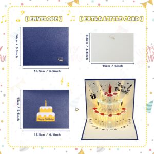 Musical Birthday Card with Sound, Music and Light 3D Happy Birthday Pop Up Cards for Men, Women, Kids