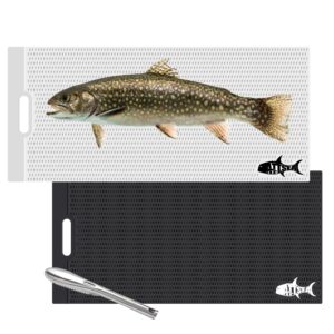 attsea non-slip fish fillet mat regular l size 23.5" x 15.75" ! for the big fish stainless fish scaler included (black, regular large)