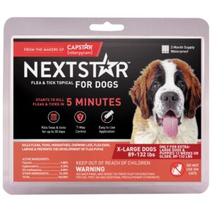 nextstar flea and tick prevention for dogs, repellent, treatment, and control, fast acting waterproof topical drops for small, medium and large dog and puppies, 1 month dose