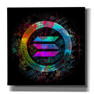 epic graffiti 'solana crypto giga coin' by epic portfolio, canvas wall art, 18"x18"