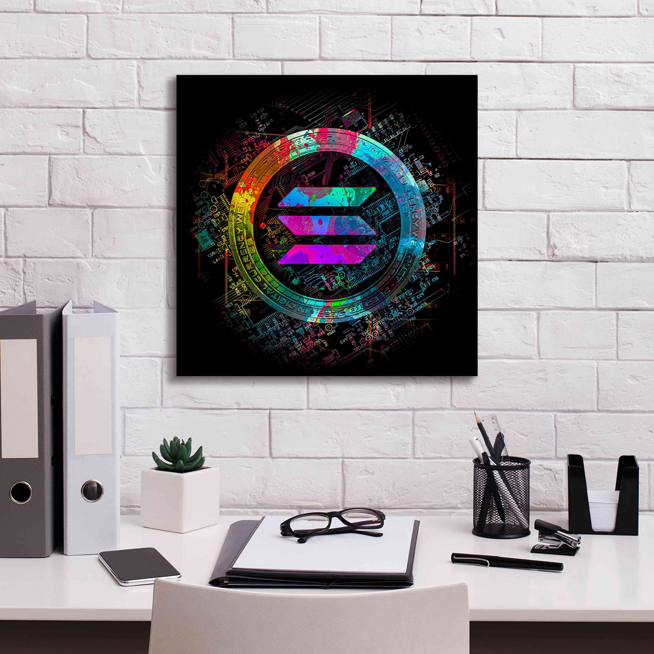 Epic Graffiti 'Solana Crypto Giga Coin' by Epic Portfolio, Canvas Wall Art, 18"x18"