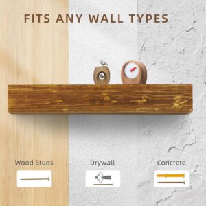 60" Rustic Wood Fireplace Mantel | Wall-Mounted & Floating Shelf for Home Decor