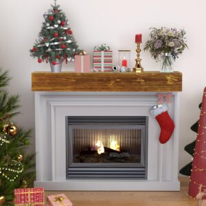 60" Rustic Wood Fireplace Mantel | Wall-Mounted & Floating Shelf for Home Decor