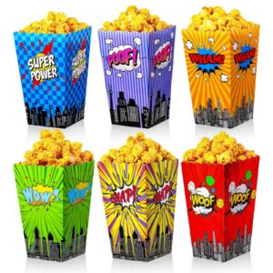 24 pcs hero theme popcorn boxes hero party supplies snack treat box cookie box popcorn containers for kids adults candy baby shower favor birthday party supplies