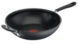 jamie oliver by tefal hard anodised 30 cm non-stick wok pan, black (induction compatible)