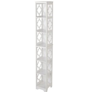 slim 6-cubbie decorative shelving unit, vertical space (white)