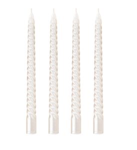 wrcevtor 10 inch taper candles set of 4 |7.5 hrs clean burning unscented, for wedding, parties,home decor and special occasions,long candle sticks, spiral candle christmas candles (10 inch, white)