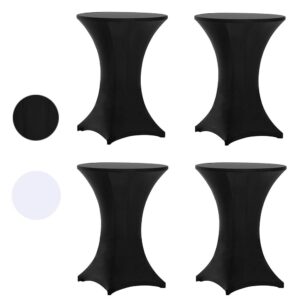 tina's 4 pack 36x43 inch highboy spandex cocktail table covers black, cocktail table spandex covers, fitted stretch cocktail table tablecloth for round tables (4pc 36x43 black)