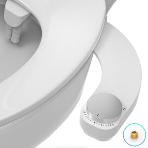 bidet attachment for toilet - withlent left hand bidet ultra-slimt non-electric dual nozzle (frontal & rear wash) adjustable water pressure, water bidet toilet seat attachment,easy to install (silver)