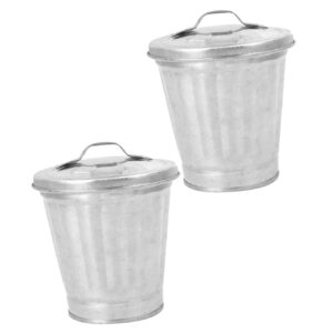 jojofuny mini iron trash can, galvanized, as shown