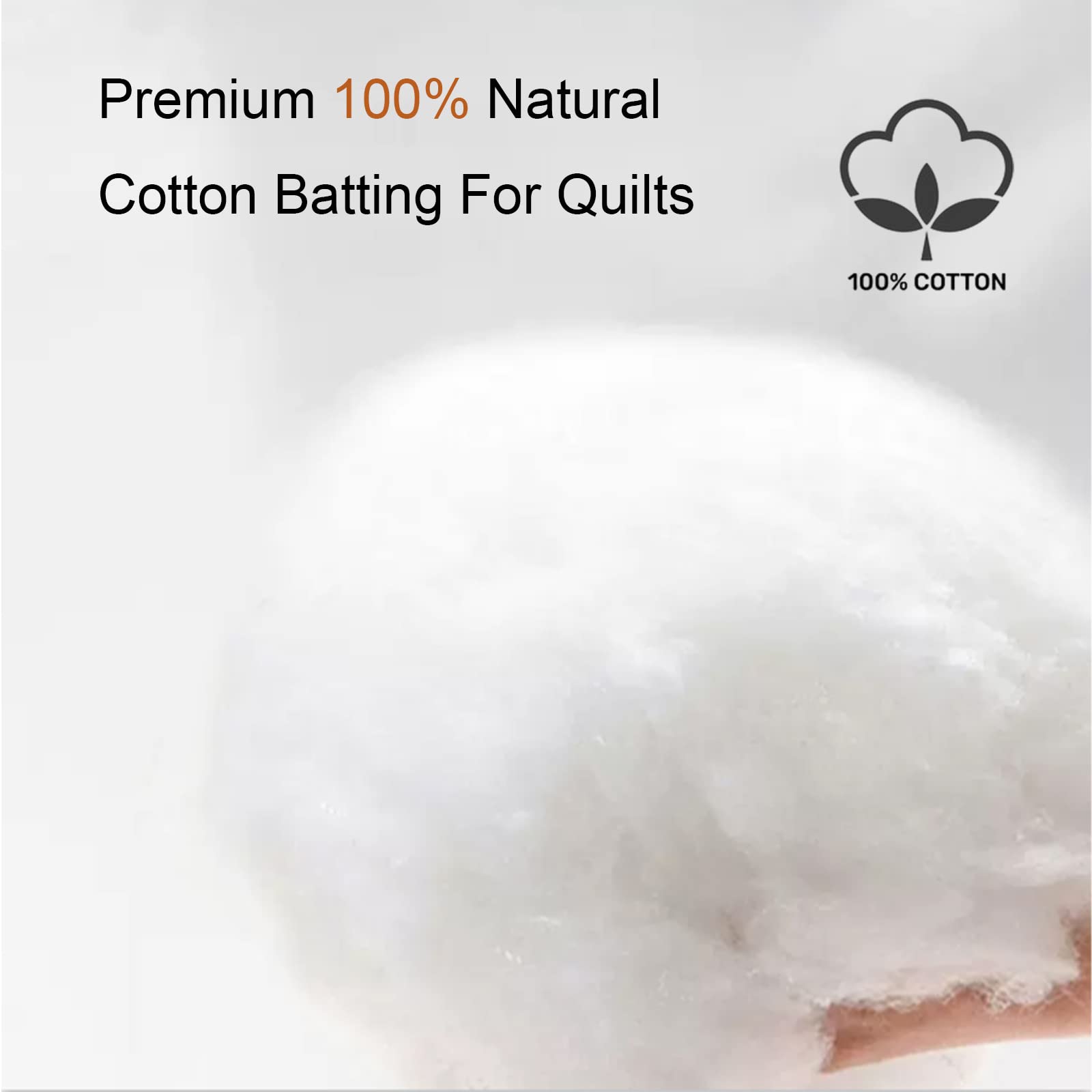 PLANTIONAL Grinding Natural Cotton Quilt Batting: 47-Inch x 59-Inch Light Weight Purely Natural All Season Quilt Batting for Quilts, Craft and Wearable Arts